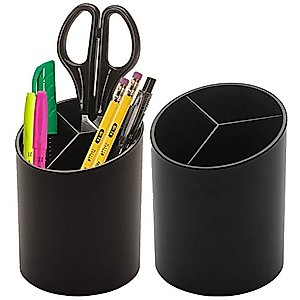 Manaloom Pen Holder, 3 Compartment Desktop Organizer - Pencil Cup, Perfect for Organizing Pens, Pencils, Home and Office - 2 Pack