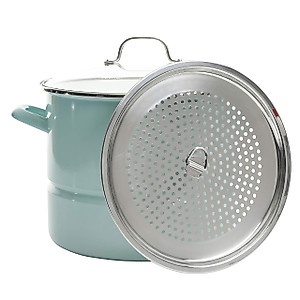Kenmore Broadway Steamer Stock Pot with Insert and Lid, 16-Quart, Glacier Blue