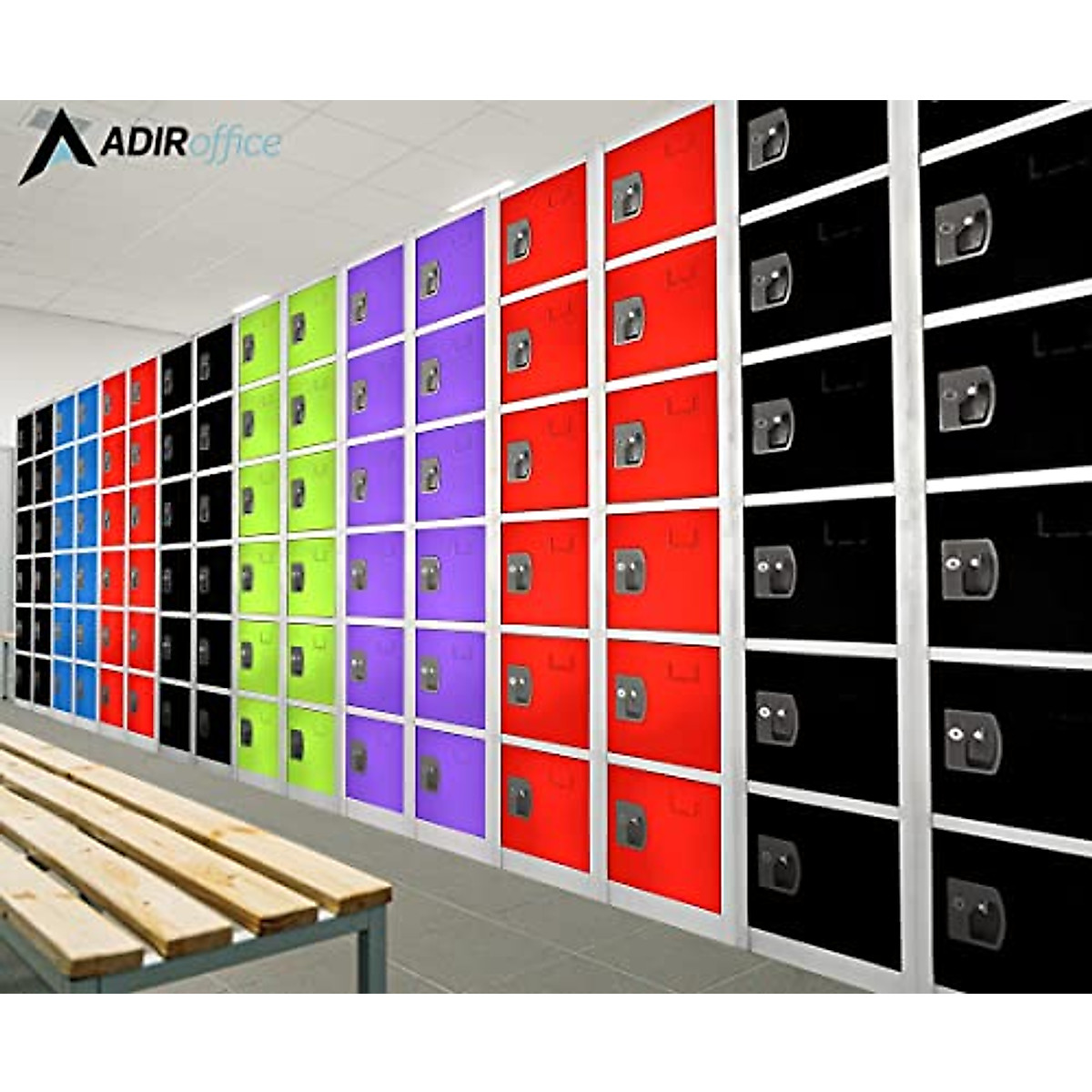 AdirOffice Large School Locker with 6 Doors 6 Hooks Storage Locker for Garage Storage - Office Storage Lockers (6 Door, Red)