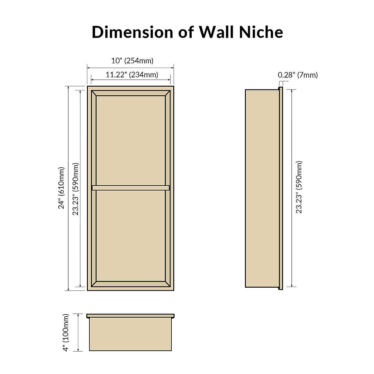 Merranox Shower Niche,Stainless Steel Shower Niche,Recessed Niche Shower for Bathroom Storage,no tiling Required, 24" X 12" X 4",Champagne Gold