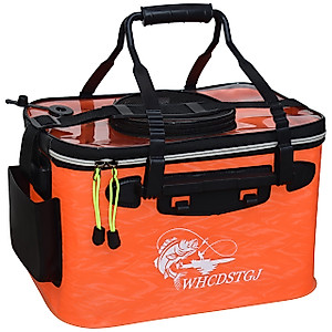 WHCDSTGJ Transparent Top Cover Fishing Bucket, Foldable Fish Bait Bucket, Multifunctional Minnow Bucket, Live Fish Container, Fish Protection Bucket, Outdoor Camping Fishing Bag.