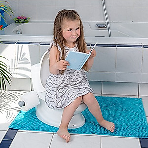 Potty Training Toilet Seat | Toddler Potty Training with Comfy Seat Cover, Tank Storage & Paper Roll Holder | Easy to Empty and Clean | Soft & Comfortable Potty Trainer for Boys & Girls (White)