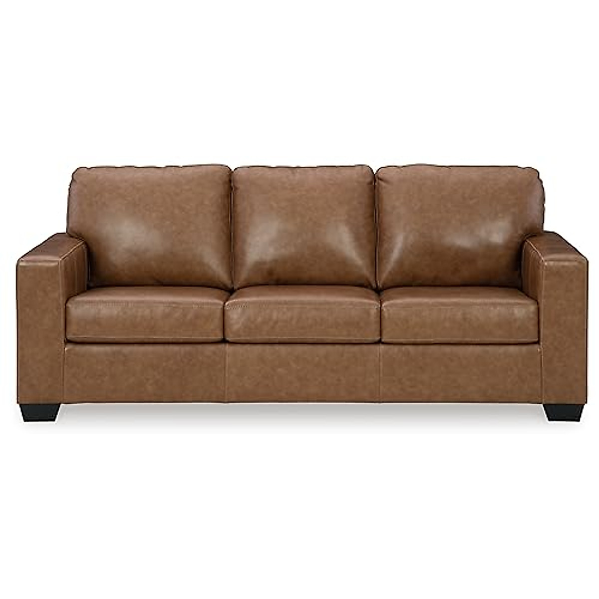 Signature Design by Ashley Bolsena Contemporary 2-in-1 Leather Match Sofa Sleeper with Folding Gel Memory Foam Mattress, Queen, Dark Brown