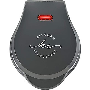 Kitchen Selectives Mini Waffle Maker By Select Brands - Classic Mini Waffle Iron for Traditional, Savory or Dessert Mini Waffles - Features Non-Stick Coating - 4 Mini Waffles, Dark Gray