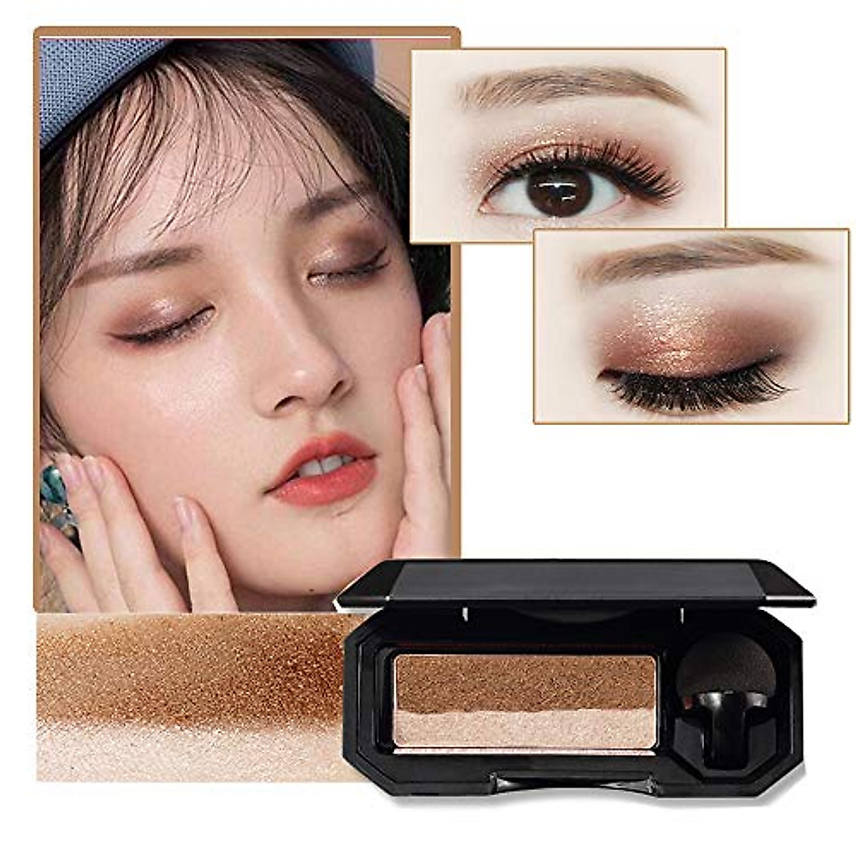 Aaiffey Dual-Color Eyeshadow, Waterproof Eyeshadow Highly Pigmented Eyeshadow with Exquisite Glitters and Smooth Texture, Long Lasting For Eye Makeup