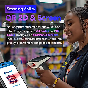 KILOGOGRAPH Barcode Scanner Wireless W10B - QR Code Scanner, Global Scanning Tech, Book Scanner for Personal Library, Portable Bluetooth USB Home Inventory Bar Code Scanner for Laptop iPhone Android