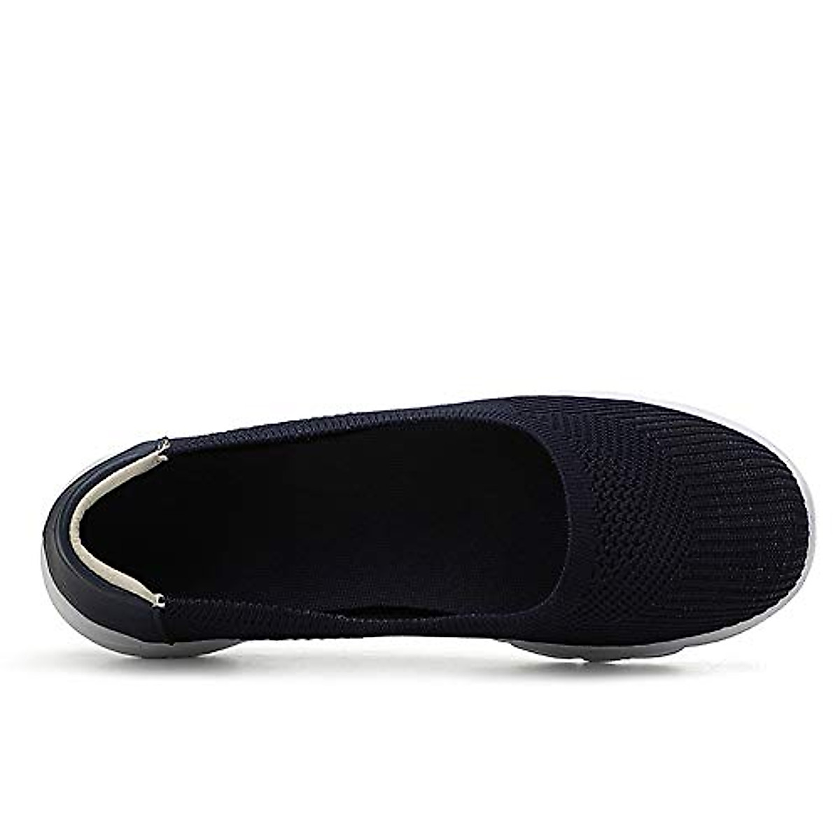 LLTMALL Women's Mesh Slip on Sneakers Comfortable Knit Ballet Flats Shoes Dark Blue 10
