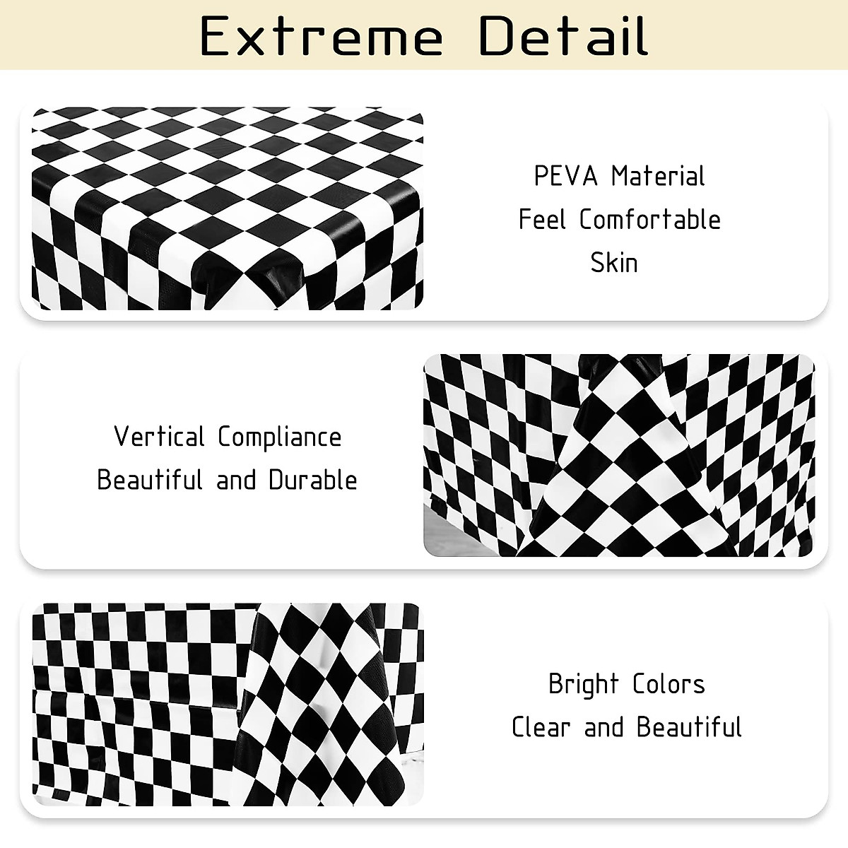Teruntrue 10 Packs Black Checkered Plastic Tablecloth 54"x108"Black and White Checkered Table Cover Disposable Racing Table Cloth Will Cover Any Table up to 8 ft for Weddings Birthday Party Décor
