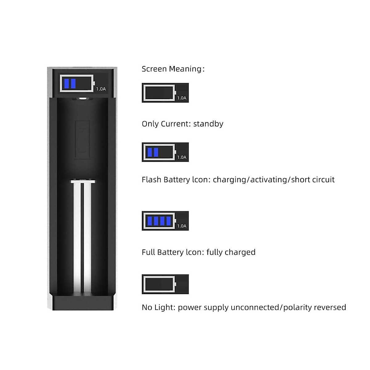 Weltool BC4 USB Battery Charger Universal for Li-ion Battery Portable Charger for Travelling, Compatible with 18650 18350 Rechargeable Battery