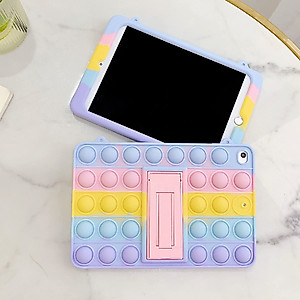 iZi Way Pop It for iPad Air 5th/4th Generation Case 2022/2020 Kids Girls, Poppet Fidget Toy Push Bubble Cute Silicone Tablet Case Cover, Stand, Shoulder Strap for Apple iPad Air 5/4 10.9” - Rainbow