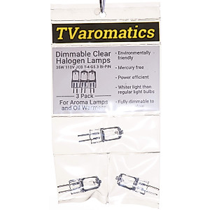 TVaromatics 35W 110V JCD T4 Clear Halogen G5.3 Bipin CC-2V Filament Pack of 3 Bulbs for Aroma Lamps Oil Warmers