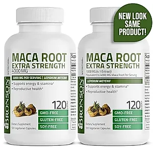 Bronson Maca Root Extra Lepidium Meyenii, Non-GMO, 120 Vegetarian Capsules