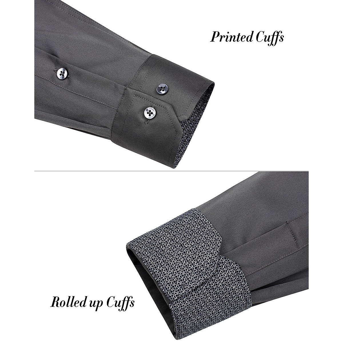 J.VER Men's Casual Long Sleeve Stretch Dress Shirt Wrinkle-Free Regular Fit Button Down Shirts Grey