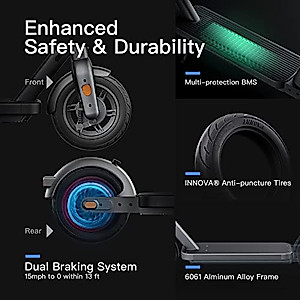 Blutron One Plus S65 Electric Scooter for Adults, 800W Peak Power Motor, 40 Miles Ultra Long Range & 20 MPH, Folding Commuter E Scooter, Dual Brakes & Suspension, 10" Pneumatic Tires