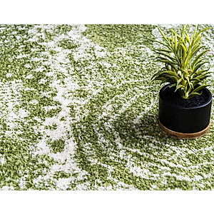 Unique Loom Bromley Collection Area Rug - Wells (5' 1" Round Green/Ivory)