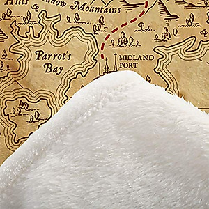 Mugod Map Throw Blanket Treasure Map and Pirate Emblem Sailboat Compass on a Ruined Old Parchment Decorative Soft Warm Cozy Flannel Plush Throws Blankets for Baby Toddler Dog Cat 30 X 40 Inch