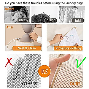 Mesh Laundry Bags for Delicates,Delicates Bag for Washing Machine,Lingerie Bags for Washing Delicates 6 Pack Wash bags for Bar, Socks, Coats, Dresses, Jeans, Shirts(White)
