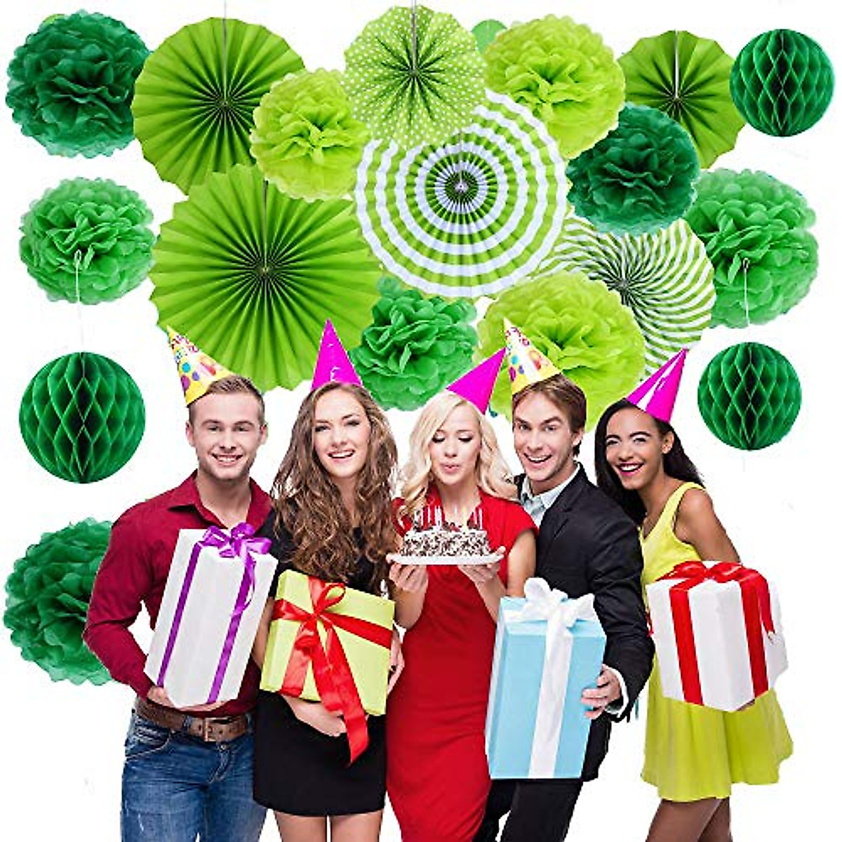 Luckystar St Patricks Day Party Decorations Green Party Decorations Kit Green Paper Fans Decoration Set (Grass Green)