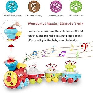 Toy Train Set, Toddler Musical Electric Trains Toy Set with Tracks Building Blocks, Preschool Learning Educational Toys Gift for 12 18 Months Kids 1 2 3 4 5 Year Old Boys Girls