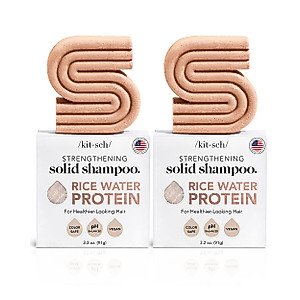 Kitsch Solid Bar Shampoo for Strengthening, Growth, Moisturizing, Vegan - 2 Pack, 6.4 oz, Made in US, Rice Water, Sulfate & Paraben Free, Color Safe, Unisex