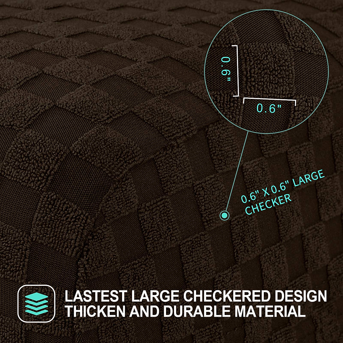 YEMYHOM 8 Pieces Stretch Recliner Sofa Cover Latest Jacquard Reclining Couch Cover with Side Pocket Anti-Slip Fitted 3 Cushion Furniture Slipcovers with Elastic Bottom (Sofa Recliner, Dark Coffee)