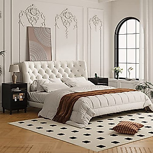 Saudism Black Nightstand with Charging Station, End Table with Glass Drawers, Night Stand with LED Lights, Wood Bedside Tables for Bedroom, 15.7”×13.7”×23.8”