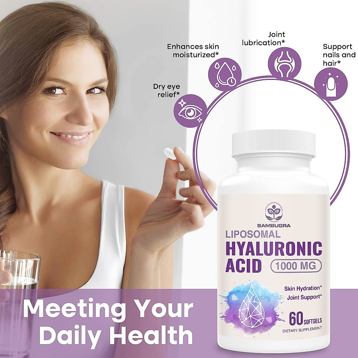 Sambugra TUDCA Liver Supplements 1100mg and Liposomal Hyaluronic Acid Supplements 1000mg, High Bioavailability Supplement (Pack of 3)