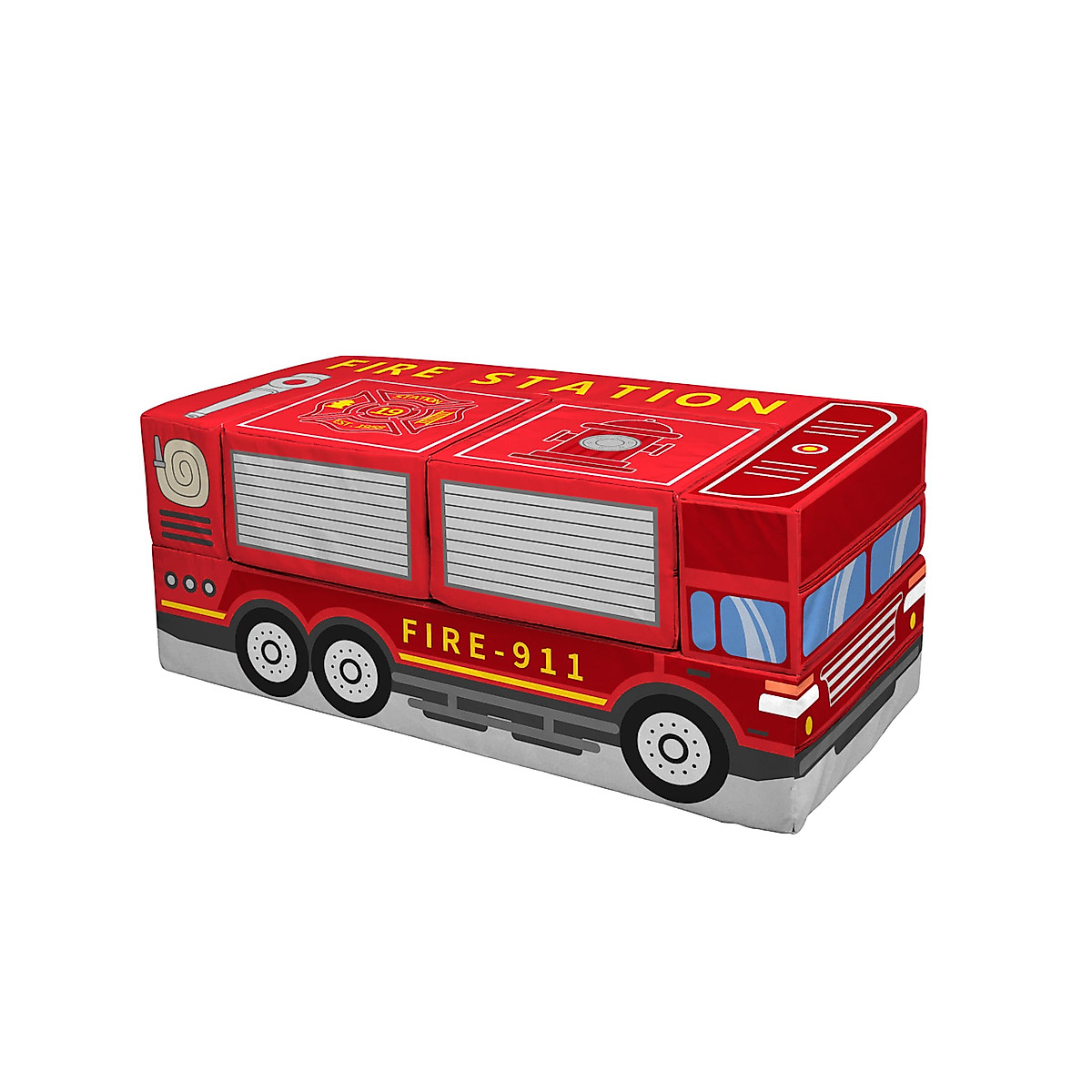 fond + found Kids Couch Sofa, Modular Toddler Couch, Convertible Kids Couch, Fire Truck-Themed Modular Sofa for Boys and Girls, Sofa Bed for Bedroom