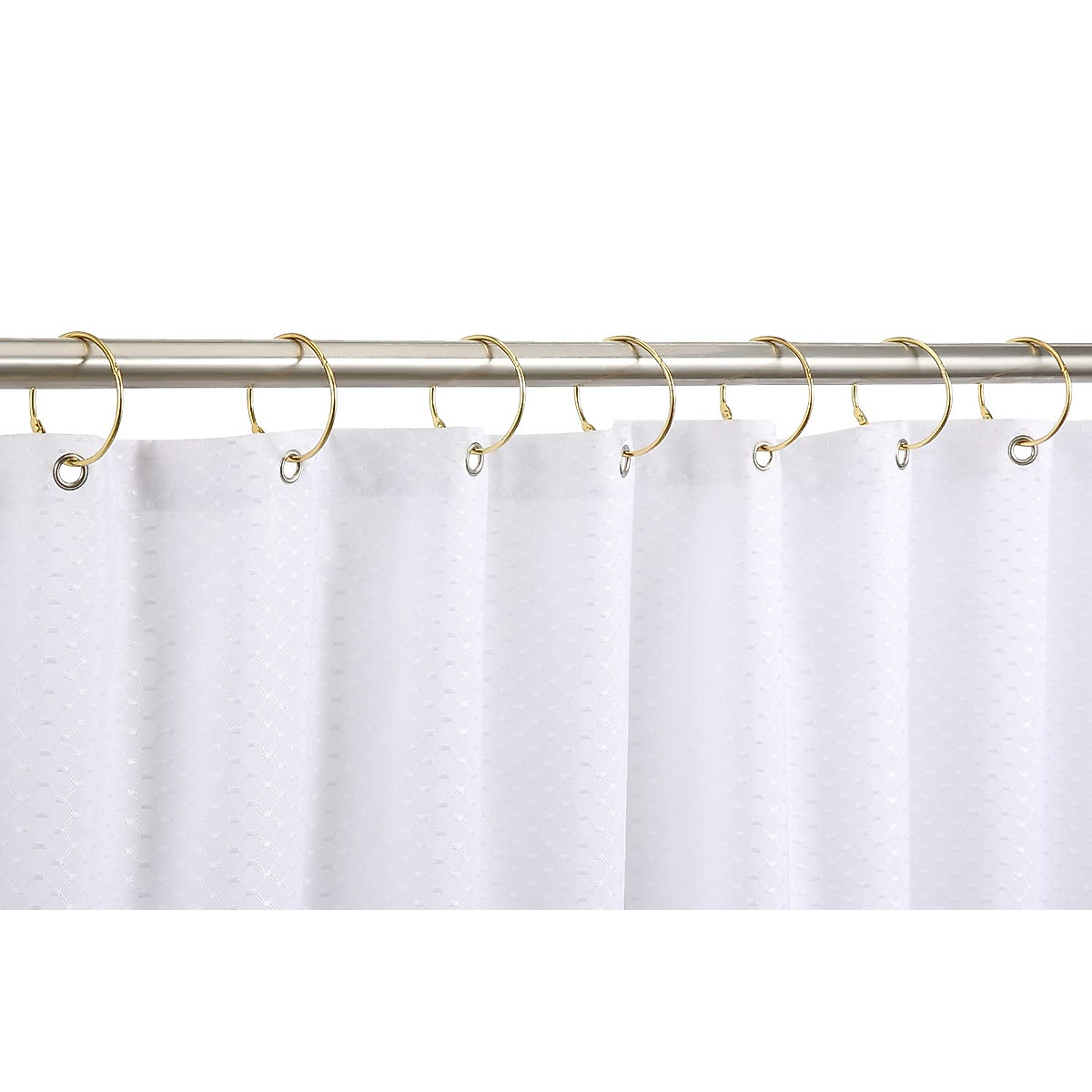 24 PCS Shower Curtain Rings, Gold Shower Curtain Hooks Decorative, ZESLMG Rustproof Shower Hooks for Shower Curtain Rods, Brass Metal Shower Rings for Bathroom, 2 Inch Loose Leaf Binder Rings