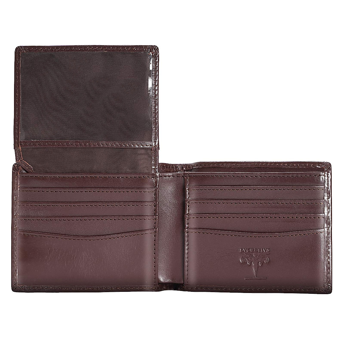 LVCRETIVS Leather Bifold Wallet for Men Full Grain Leather RFID Blocking Wallet with 2 ID Windows