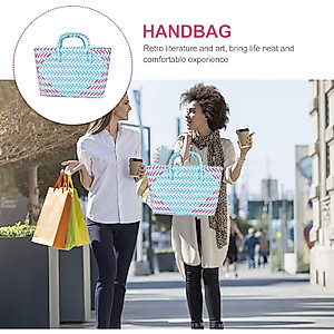 Cabilock Handmade Moroccan Basket Large Capacity French Wicker Basket Hand Woven Beach Bag Vegetables Shopping Basket with Handle Kids Toy Storage Packing Basket