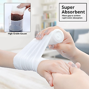 Premium Gauze Rolls - Pack of 24-4" x 4.1 Yards Individually Wrapped, First Aid conforming bandages + Bonus Medical Tape