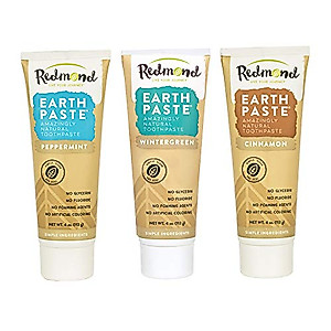 Redmond Redmond earthpaste - natural non-fluoride toothpaste, 4 ounce tube (3 pack, peppermint, wintergreen, cinnamon)