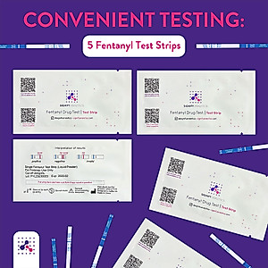Fentanyl Test Strips 5 Pack | Signify Analytics Highly Sensitive Fentanyl Test Strips for Testing Drugs | Fentanyl Testing Strips for Pills, Powders, and Liquids | 20ng/mL Cutoff