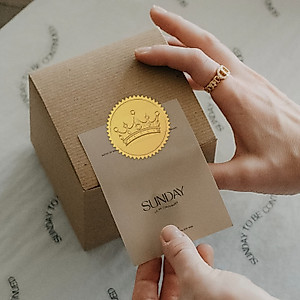 CRASPIRE 100pcs Crown Stickers 2" Gold Certificate Seals Embossed Gold Foil Round Self Adhesive Embossed Stickers for Wedding Invitations Envelope Graduation Notary Corporate Monogram Seals