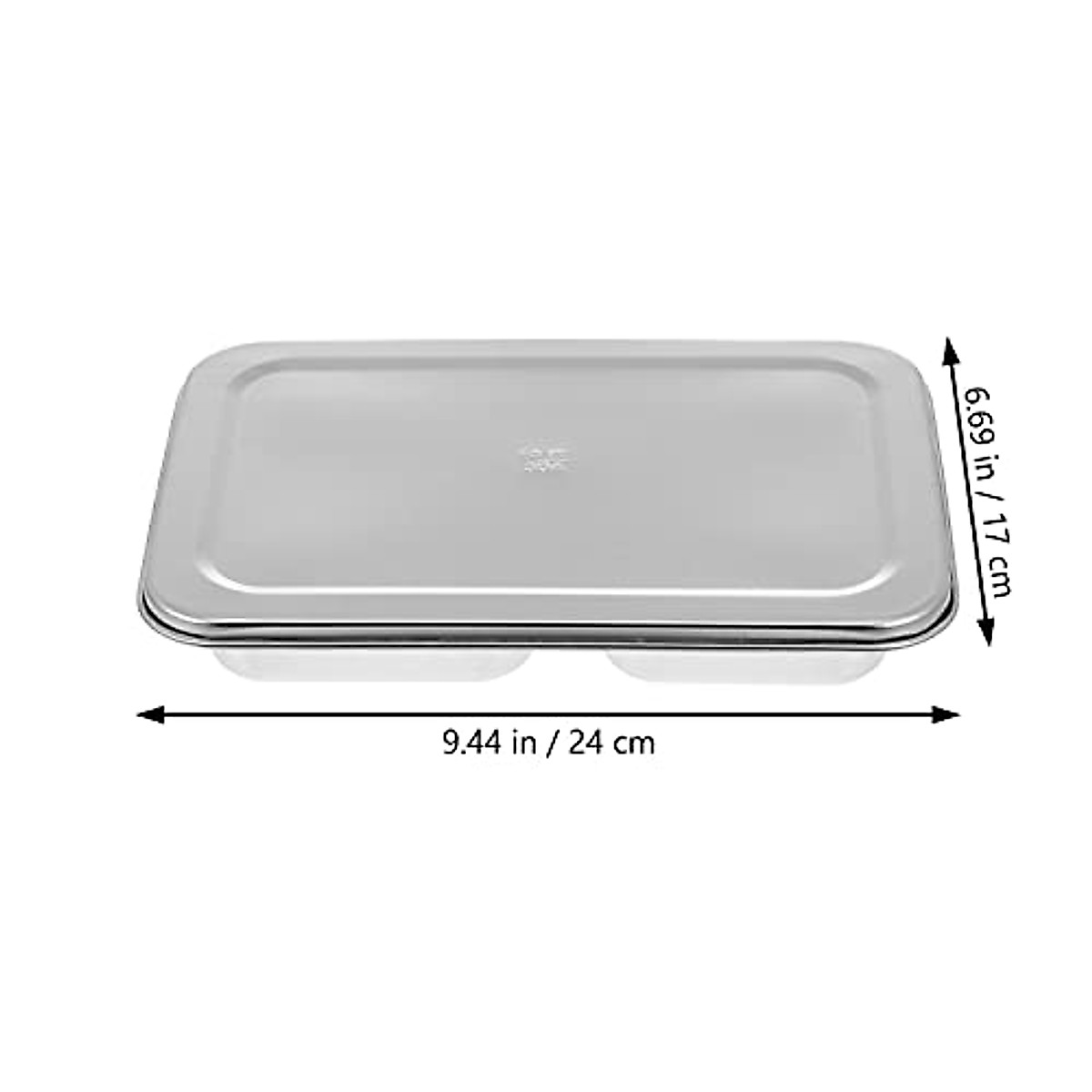 Cabilock Stainless Steel Divided Plate with Lid Rectangular 4 Compartment Serving Tray Platter Dinner Snack Dish for Kids Lunches Portion Control Camping