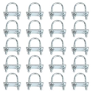 20 Pack Round U-Bolts 33.4mm Inner Width fit Accept for Nominal Pipe Size:1"(OD 1-1/4" Pipe), Steel M7 Round Bend U Bolt Pipe Clamp with Nut, Plate,Washer