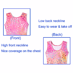 Domusgo Girls Gymnastics Leotards 1t 2t Shiny Nenon Love Heart Biketard with Shorts Cute Pro Scrawl Dancewear for Children Party Competition