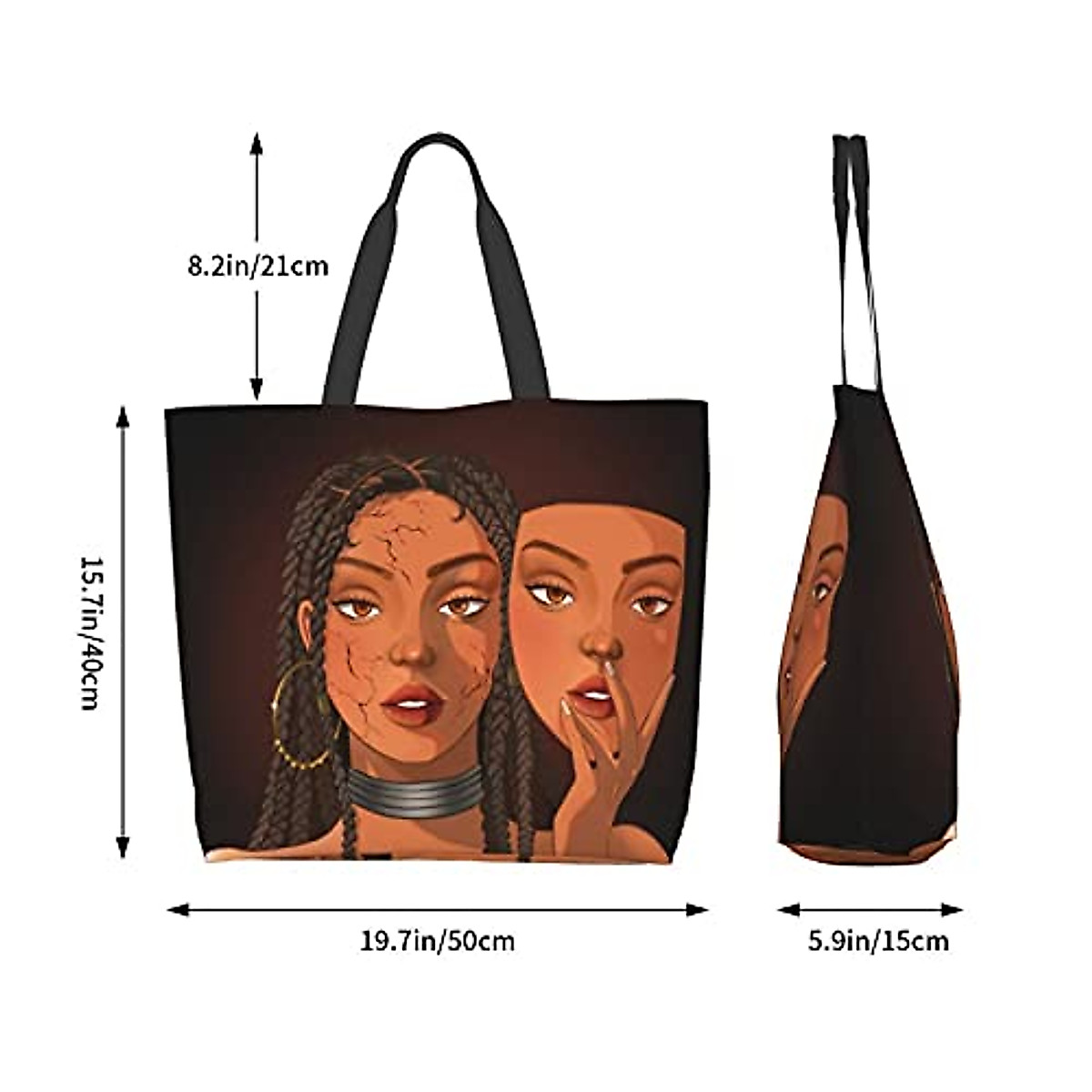 African woman Tote Bag,Large Shopping Shoulder Bag,Handbag for Women Halloween