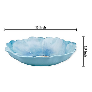 Supreme Housewares 12.25 Inch Floral Shape Style Melamine Serving Bowl Large Bowl Mixing Bowl Large Salad Bowl BPA-Free Food Bowl Party Bowl (Sky Blue)