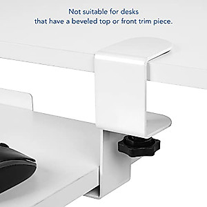 FlexiSpot Keyboard Tray Under Desk with C Clamp Mount 25 (30 Including Clamps) x 12in Adjustable Mouse Computer Keyboard Platform(White)