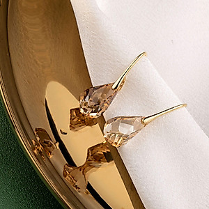 Meow Star Crystal Teardrop Earrings S925 Sterling Silver Dangle Earrings Gold Plated Earrings for Women (Gold)