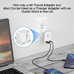 Type G UK Power Plug Adapter, 2 Travel Adapters for US to British England,Ireland,Scotland & Universal Outlet to US Travel Plugs,AC Outlets with PD 30W USB C Charger for iPad Pro/Air, All iPhone,etc