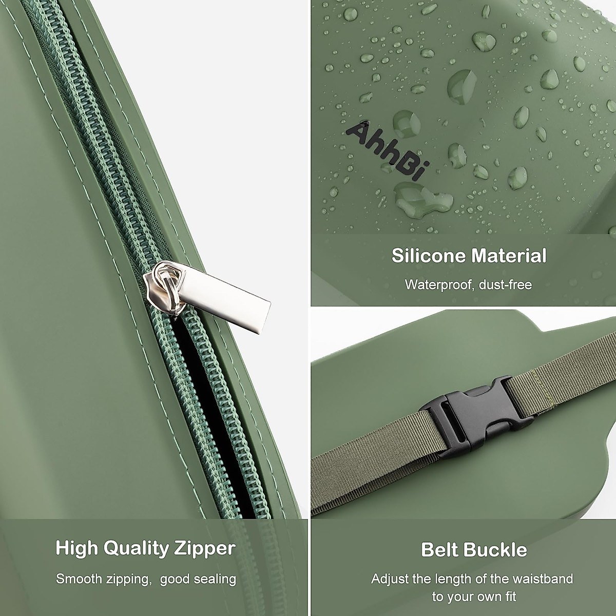 AhhBi Silicone Dog Treat Training Pouch, Clicker for Pet Training, Built-in Poop Bag Dispenser, 3 Ways to Carry (Army Green)