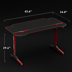 Homall Gaming Desk Computer Desk Racing Style Office Table Gamer Pc Workstation T Shaped Gamer Game Station with Free Mouse Pad, Cup Holder and Headphone Hook (44 Inch, Red)