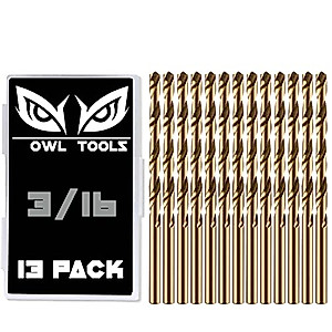 Owl Tools 3/16" Inch Cobalt Drill Bits - 13 Pack of M35 Cobalt Drill Bits with Storage Case - Perfect Drill Bits for Metal, Hardened & Stainless Steel, Cast Iron, and More!