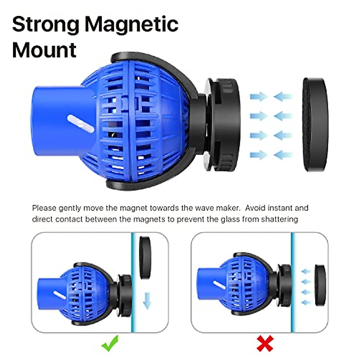 Flexzion Submersible Wave Maker 360 Degree Circulation Pump w/Magnetic Mount & Adjustable Flow Rate for Aquarium Fish Marine Coral Reef Tank Pools Fresh Salt Water -1600Gph