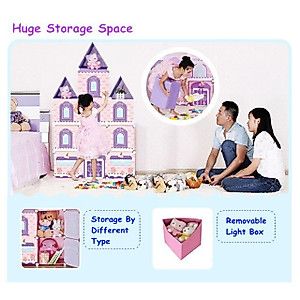 Lilly's Love Cube Castle Childrens Toy Storage, Dresser Cabinet for Stuffed Animals and Clothing, Pink Princess Design