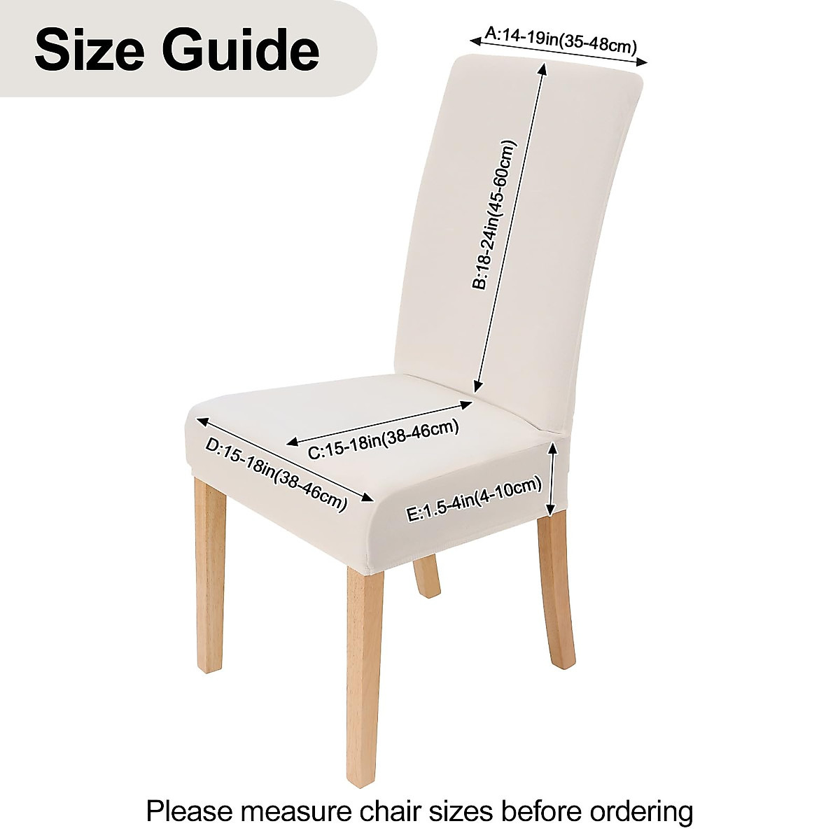 Smiry Velvet Stretch Chair Covers for Dining Room Set of 2, Soft Fit Removable Washable Kitchen Parsons Chair Slipcover Protector, Cream