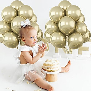 Dagelar Metallic Gold Balloons 60pcs 5inch Chrome Light Gold Balloons Metallic Chrome Golden Helium Latex Balloon For Champagne Gold Birthday Baby Bridal Shower Boho Wedding Party Decor